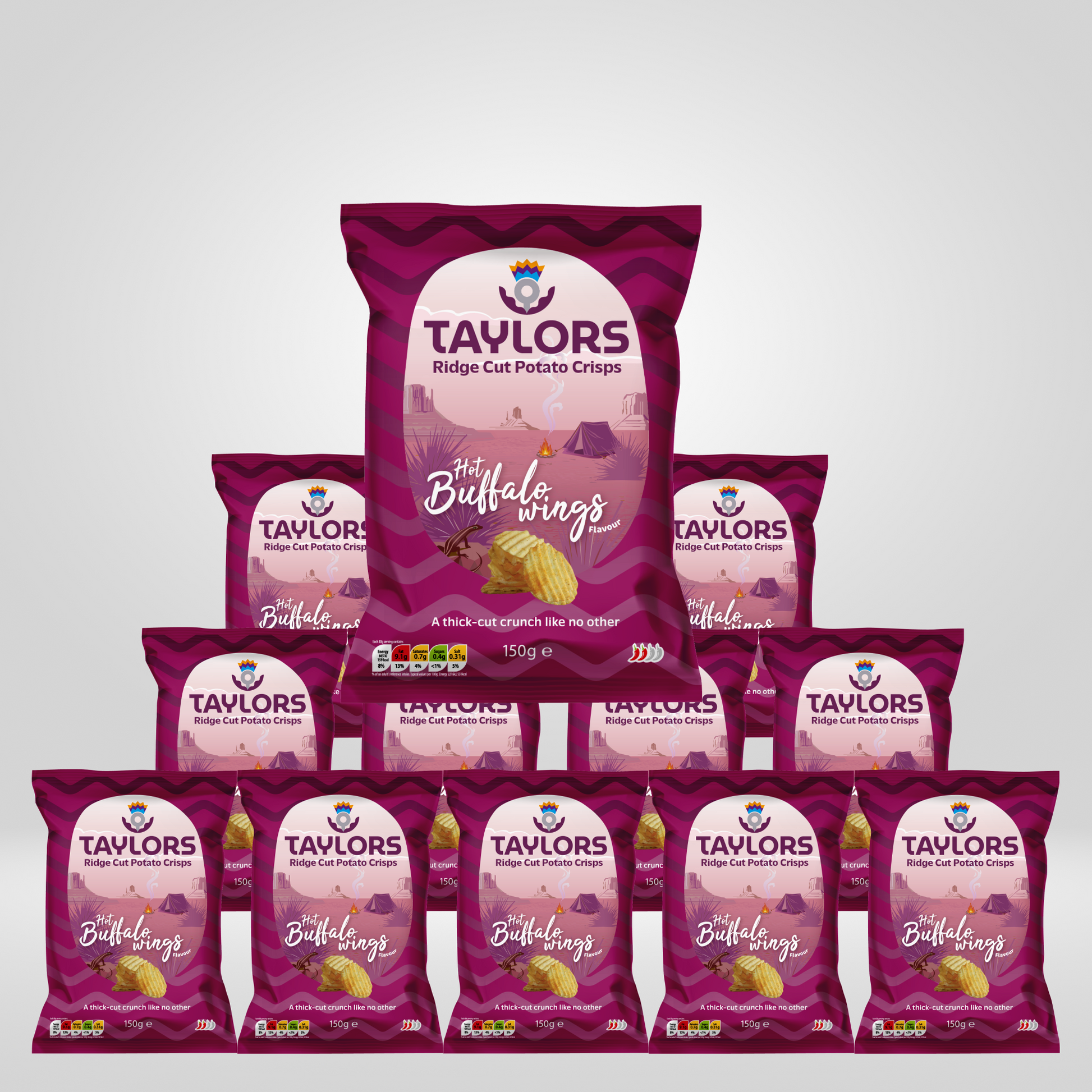 Taylors Hot Buffalo Wings Ridged Crisp | 12 x 150g – Craft Gin Club
